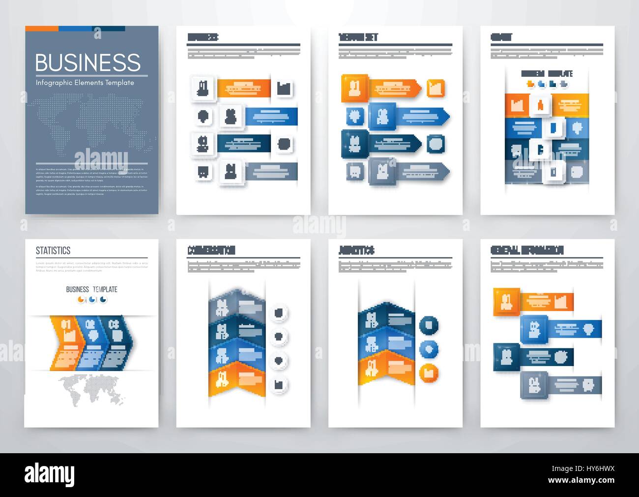 Set with infographics. Data and information visualization. Template ...