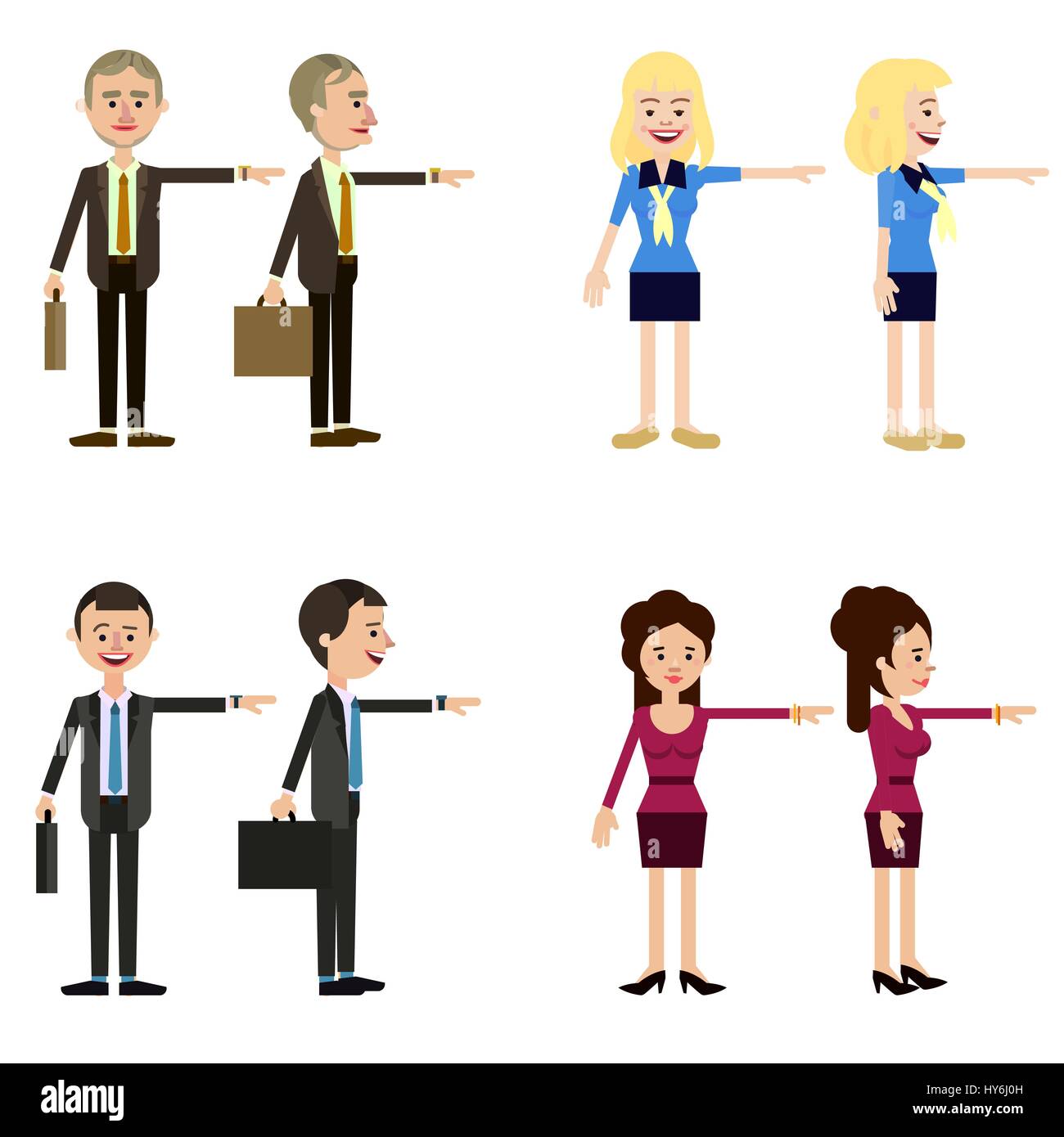 Characters to animate flat vector. The projection of the side view and ...