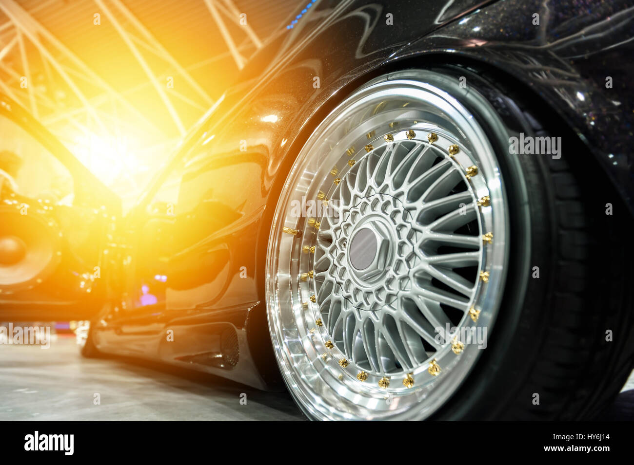 Back of a generic black sport car in sunlight Stock Photo - Alamy