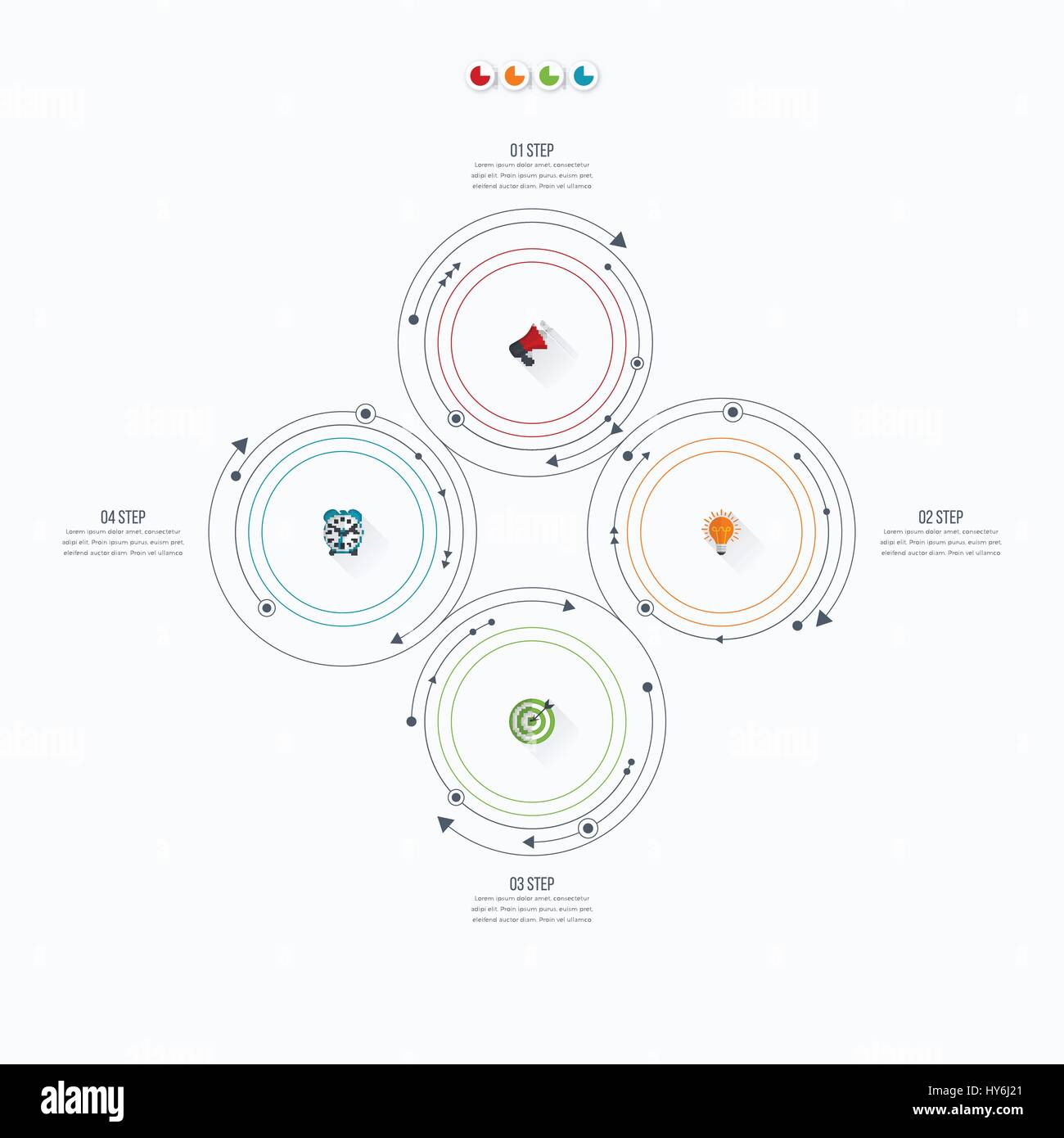 Infographics template four options with circles. Can be used for ...