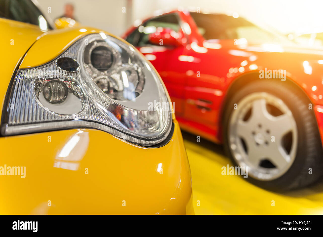 Modern yellow red cars hi-res stock photography and images - Alamy