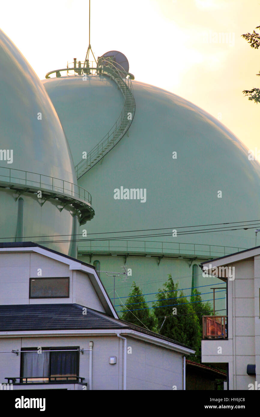 Gas Holders at Nishi-Tokyo city Tokyo Japan Stock Photo - Alamy