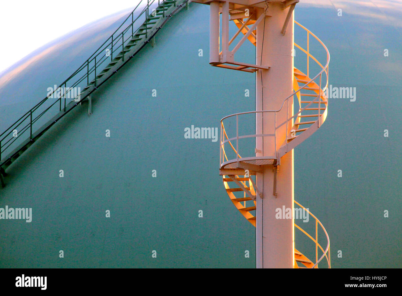 Spiral Stairs Aside Gas Holder at Nishi-Tokyo city Tokyo Japan Stock ...