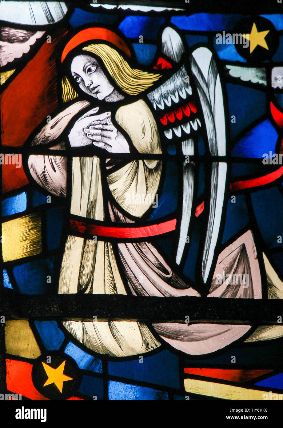 Stained Glass in the Church of Tervuren, Belgium, depicting an Angel ...