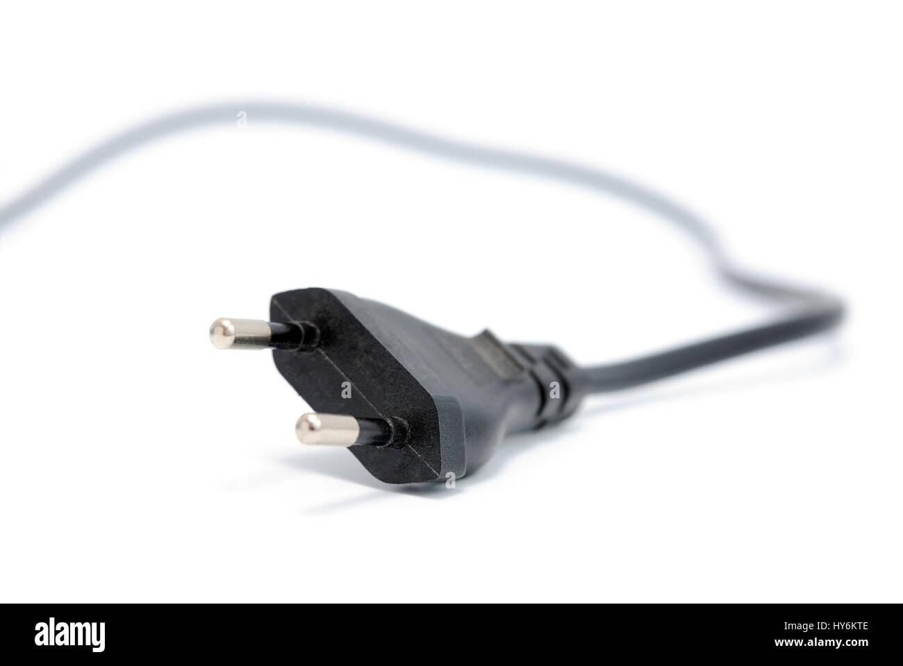 Black electrical plug and electrical cord isolated on white background ...