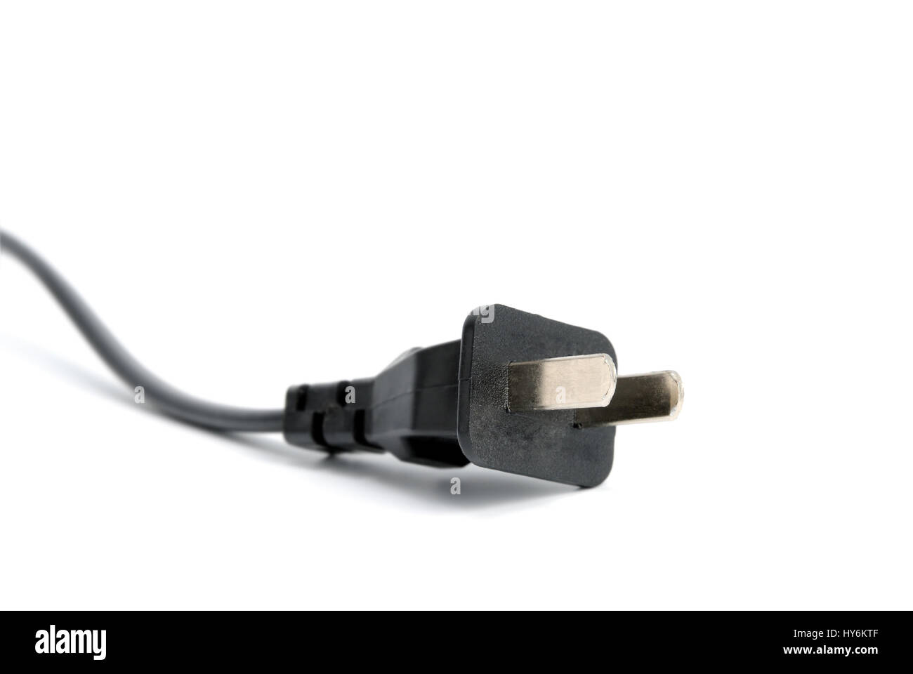 Black electrical plug and electrical cord isolated on white background ...