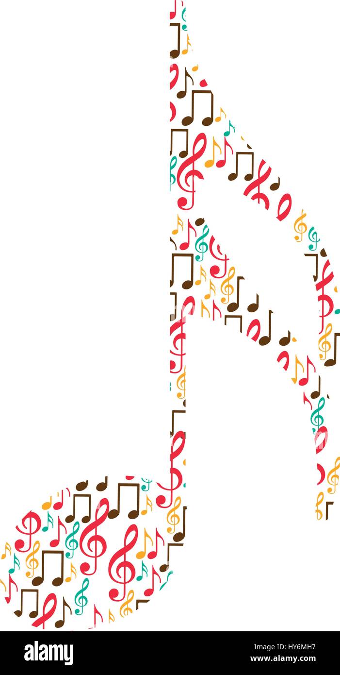 semiquaver note color silhouette formed by musical notes Stock Vector ...