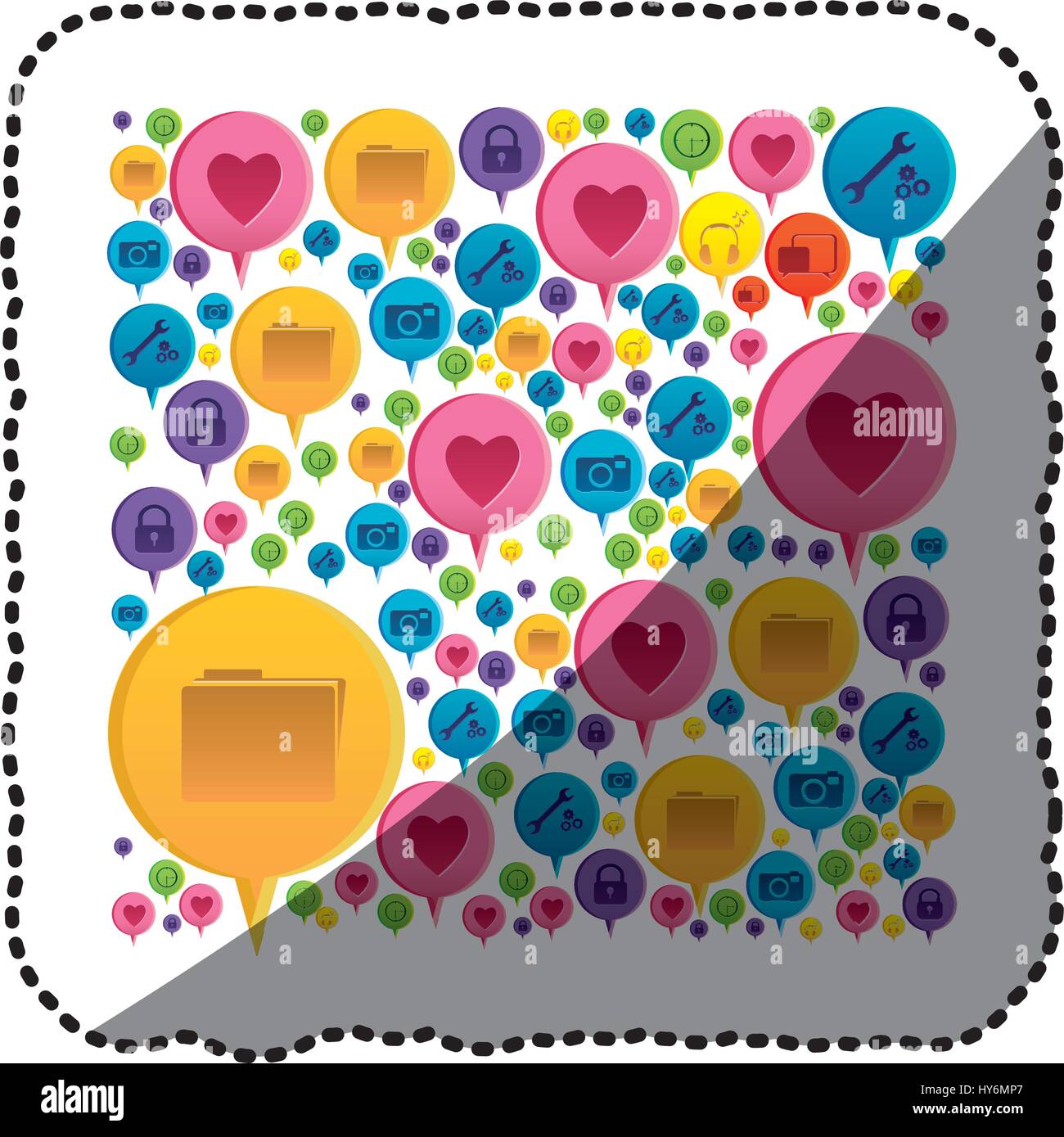 sticker colorful pattern formed by dialogue social icons Stock Vector ...