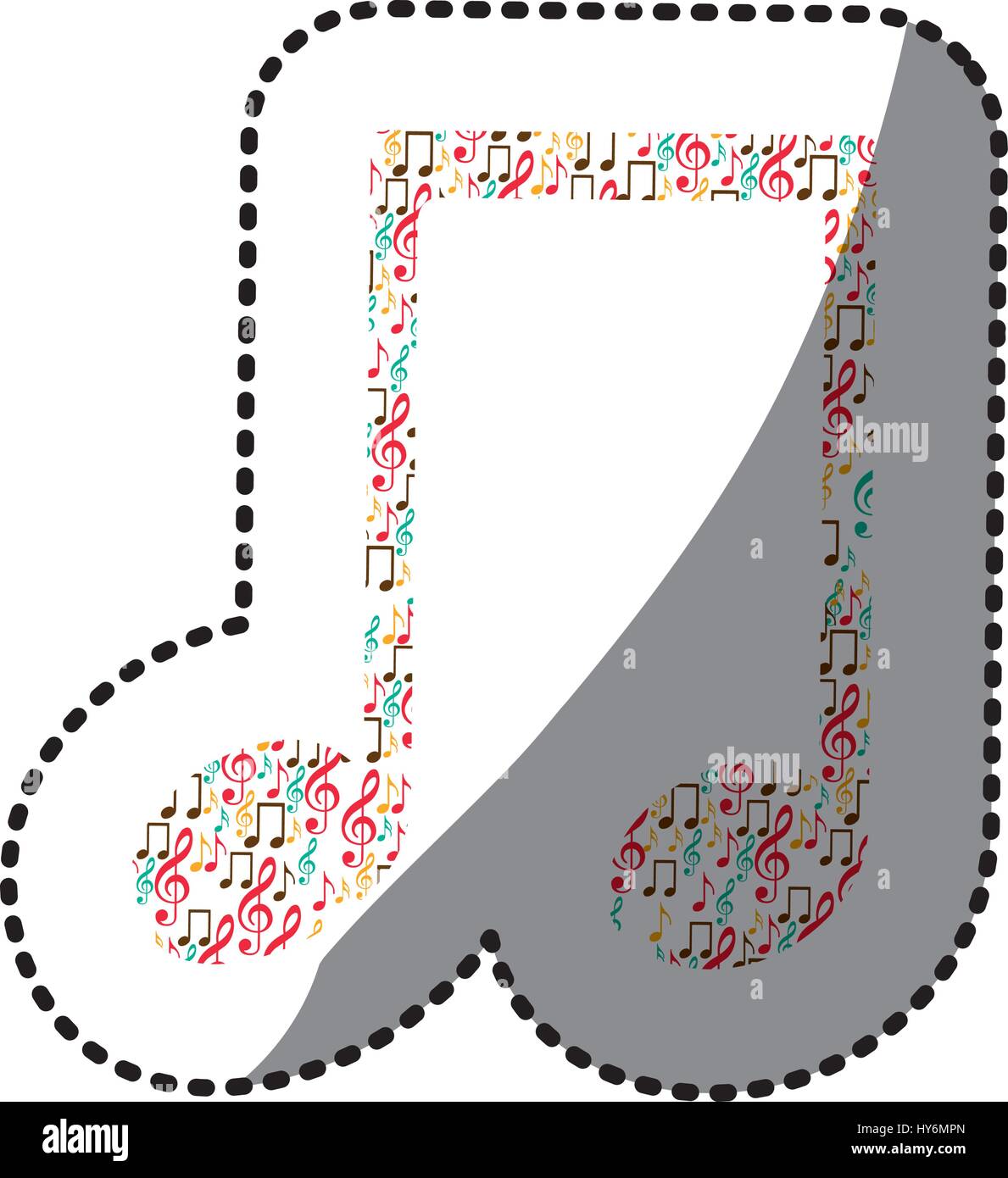 sticker musical note color silhouette formed by musical notes Stock ...