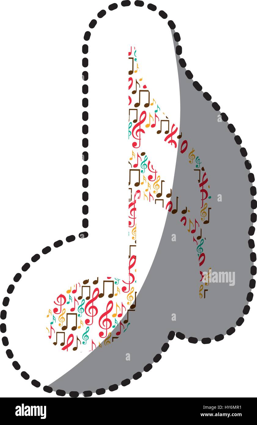 sticker semiquaver note color silhouette formed by musical notes Stock ...