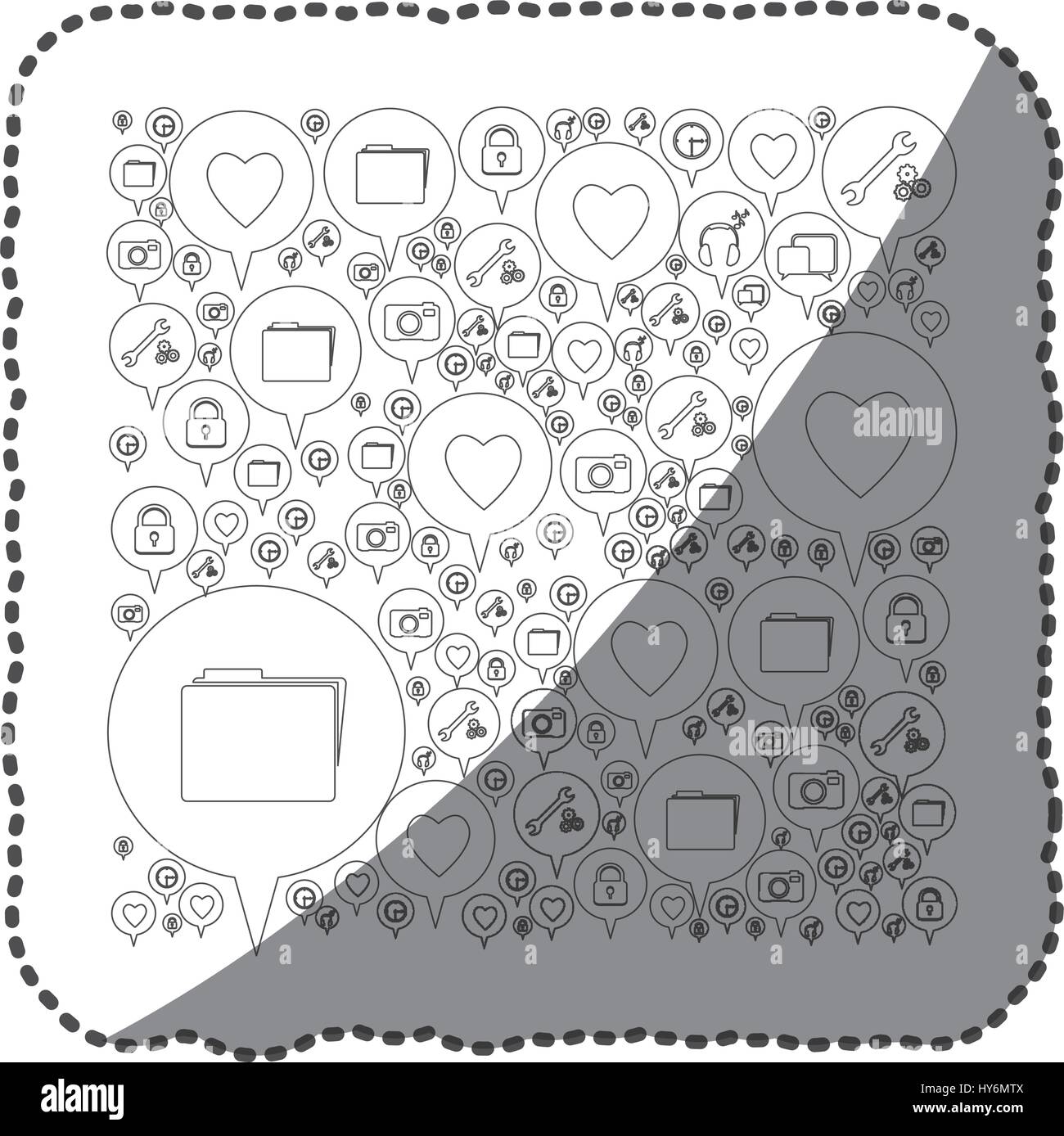 sticker monochrome pattern formed by dialogue social icons Stock Vector ...