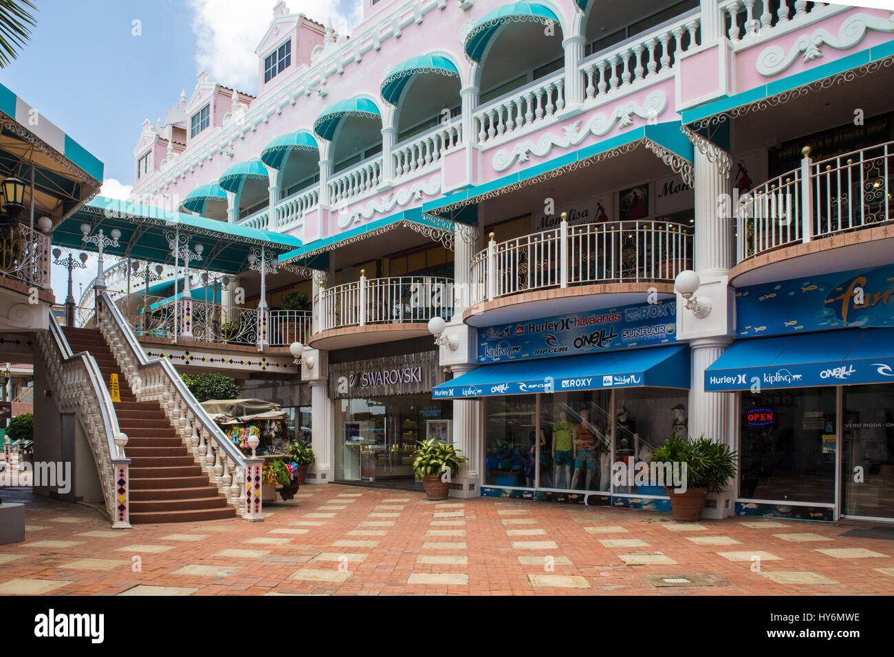 ORANJESTAD, ARUBA - MARCH 17, 2017: Colorful Dutch architecture at ...