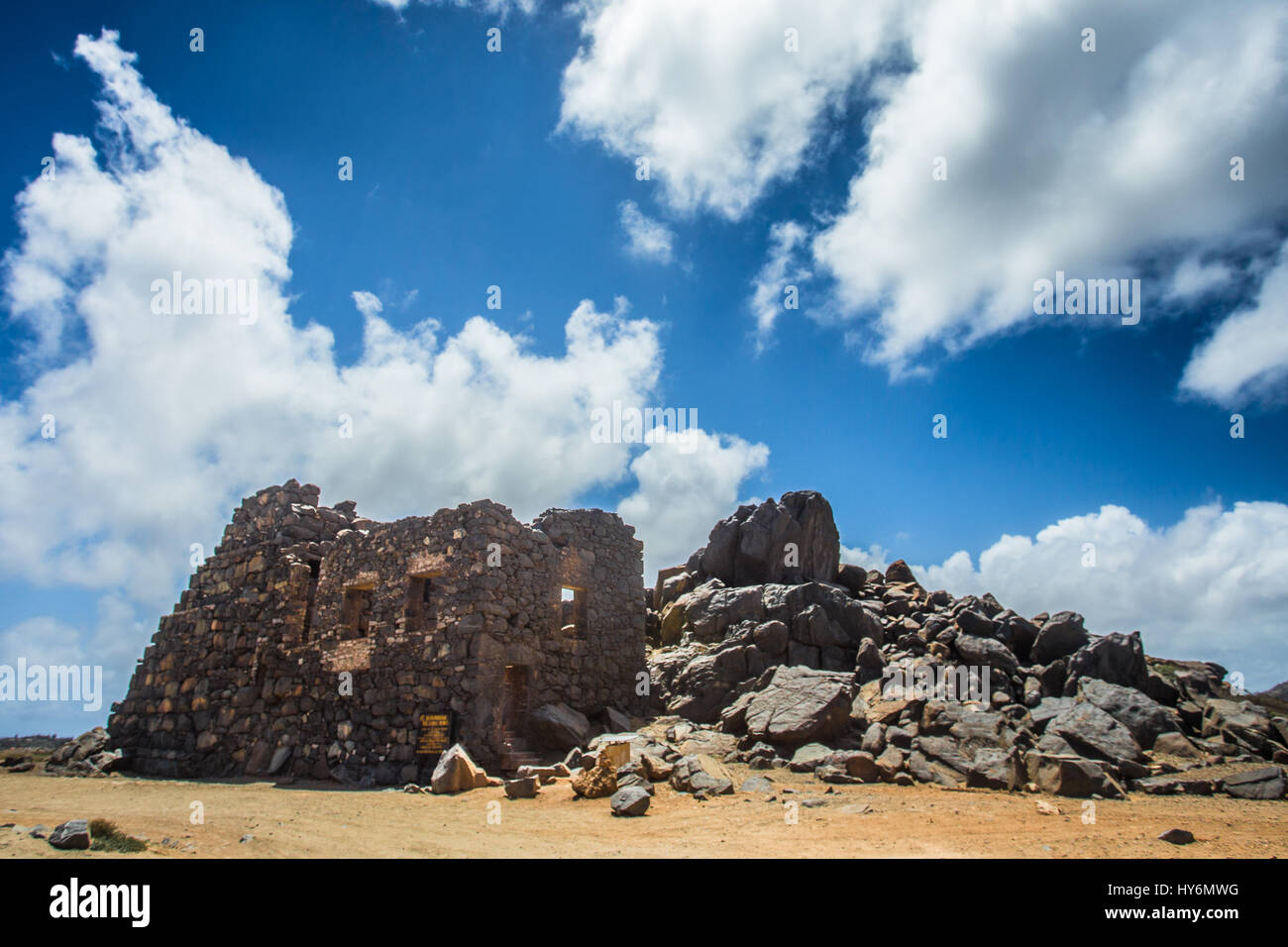 Historic Bushiribana Gold Mine ruins tourist attraction in Aruba Stock ...