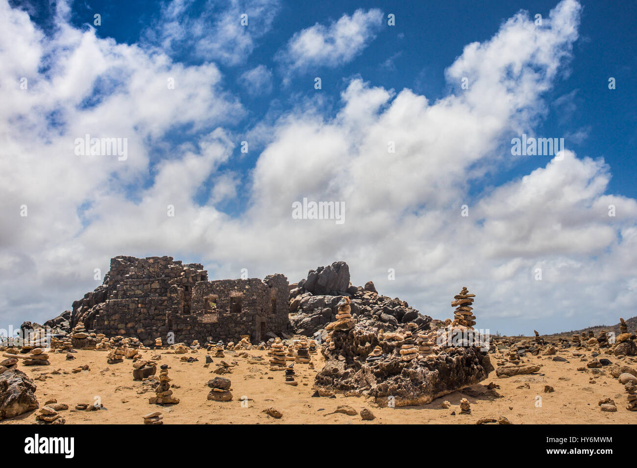 Historic Bushiribana Gold Mine ruins tourist attraction in Aruba Stock ...
