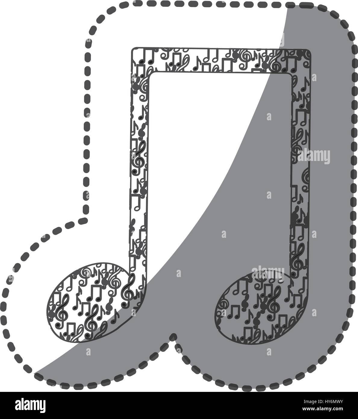 sticker musical note monochrome silhouette formed by musical notes ...