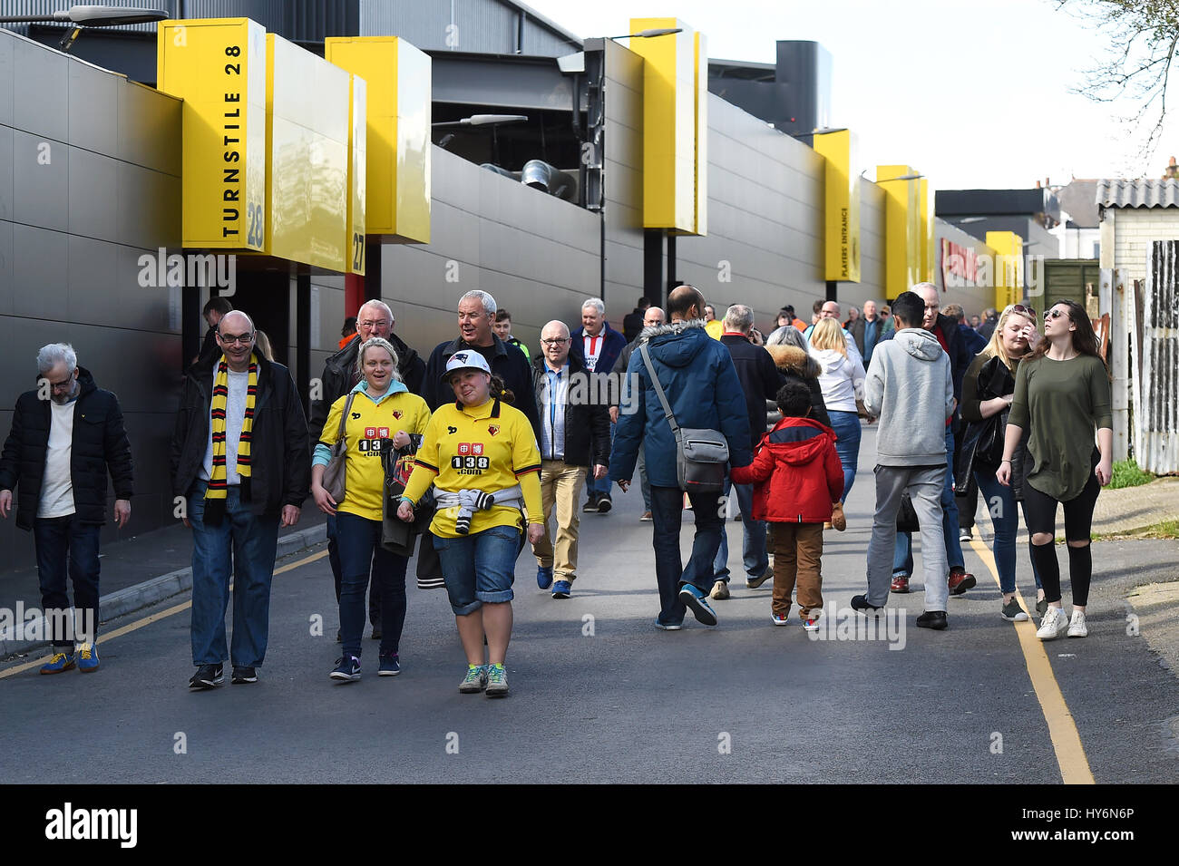 Watford fans outside the ground before the Premier League match at ...