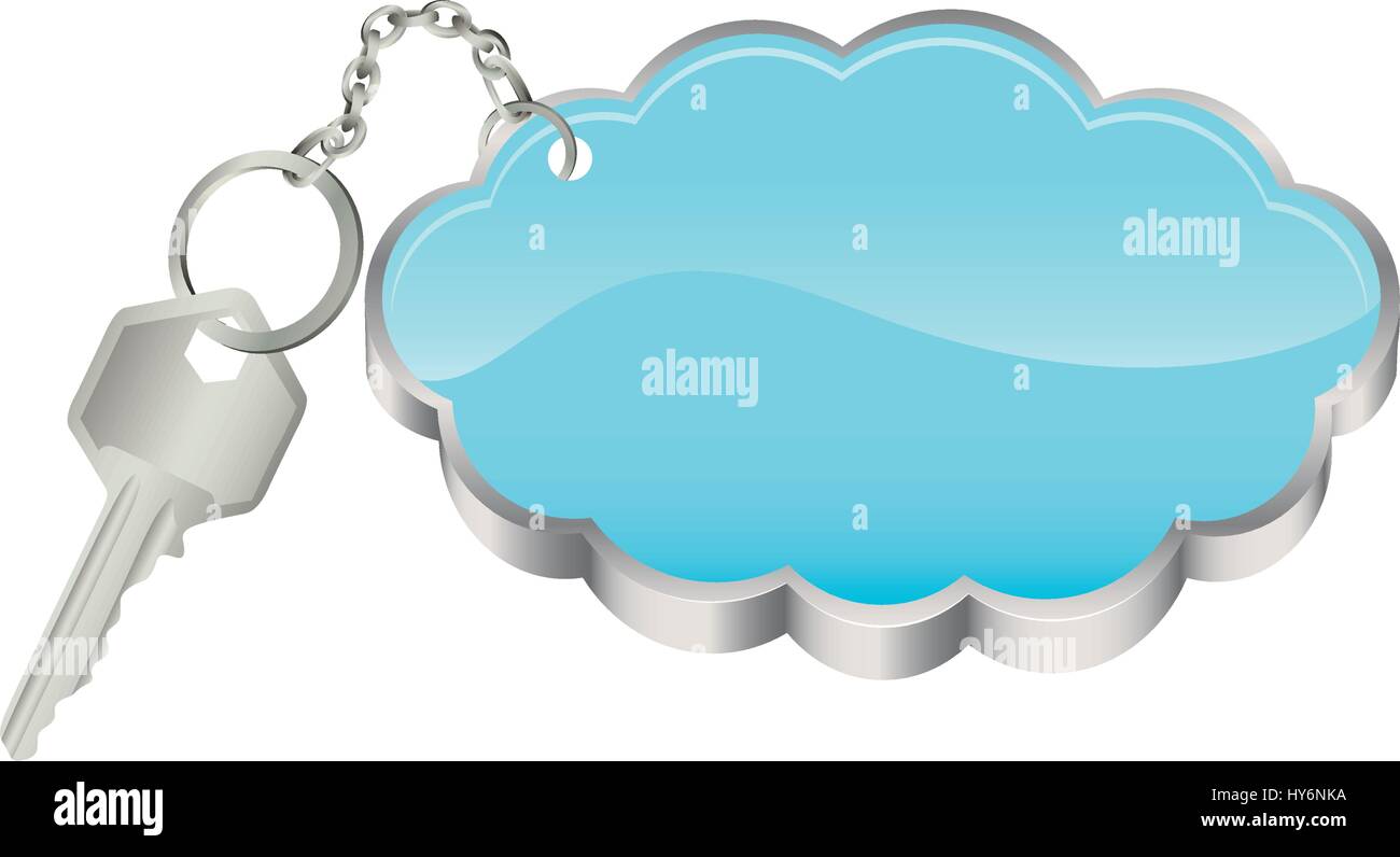 3D realistic metal key with keyring in cloud shape Stock Vector Image ...