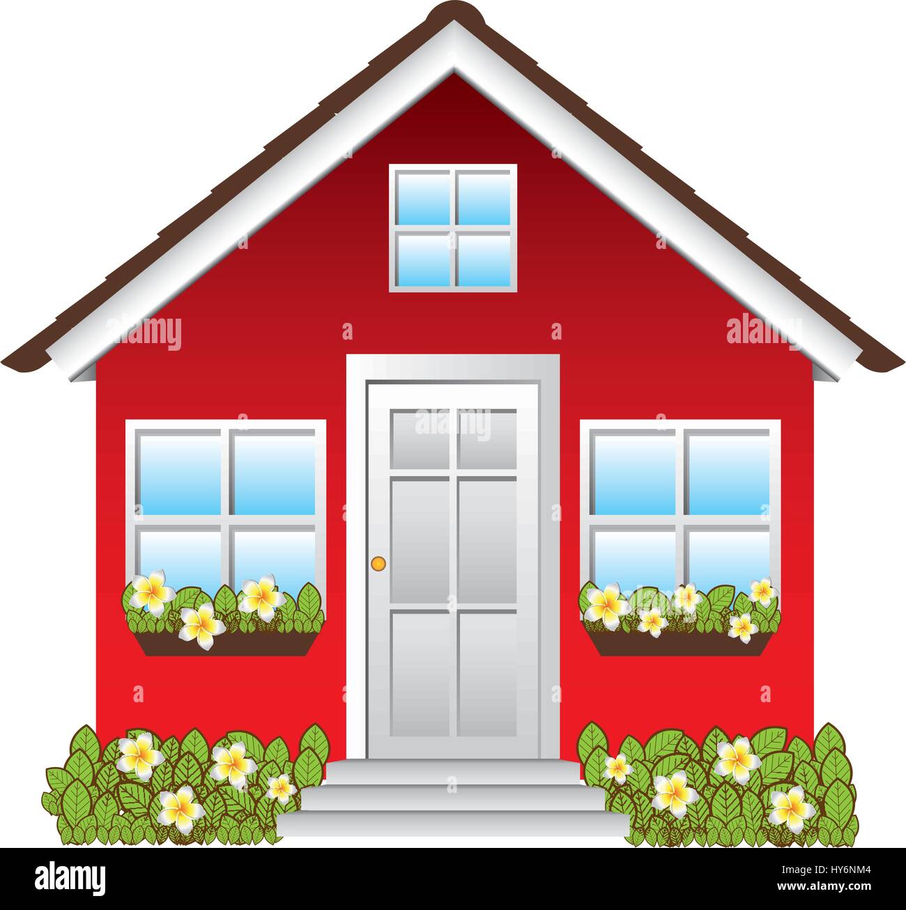 Modern brick house garden Stock Vector Images - Alamy