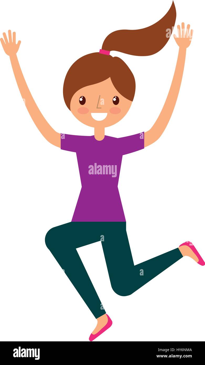 young woman jumping character Stock Vector Image & Art - Alamy