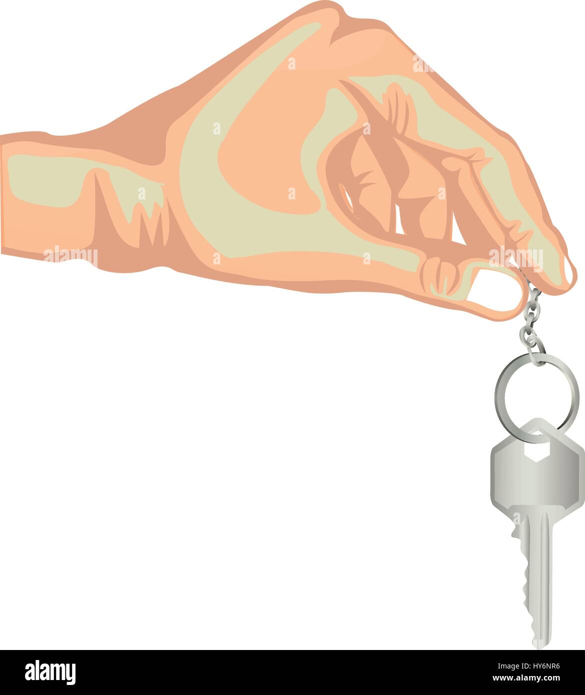 skin color hand holding metallic keyring and key Stock Vector Image ...