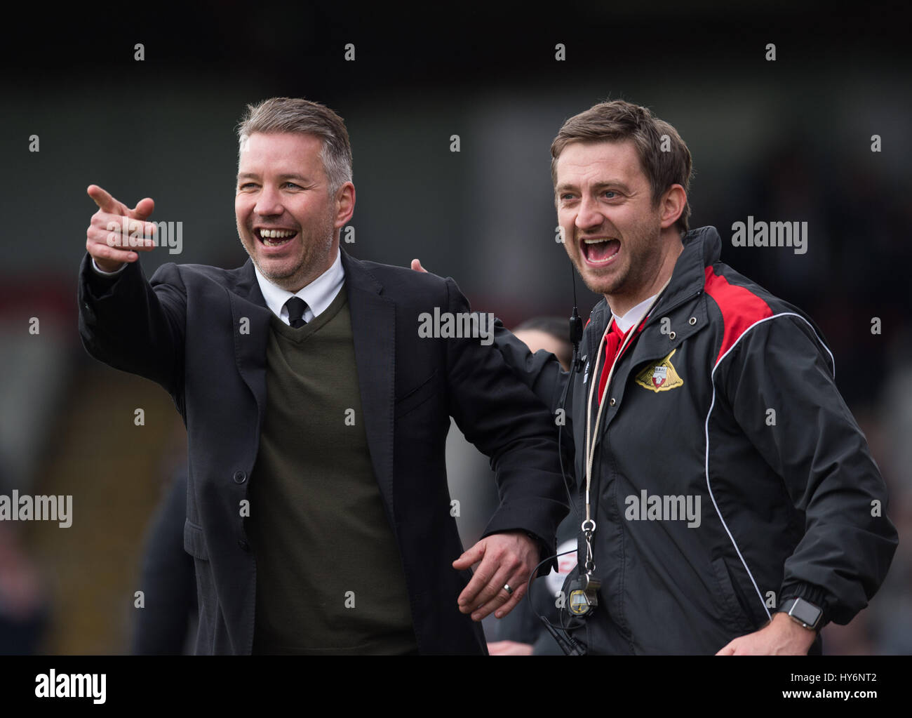 Doncaster Rovers Manager Darren Ferguson celebrates his sides' 5th goal ...