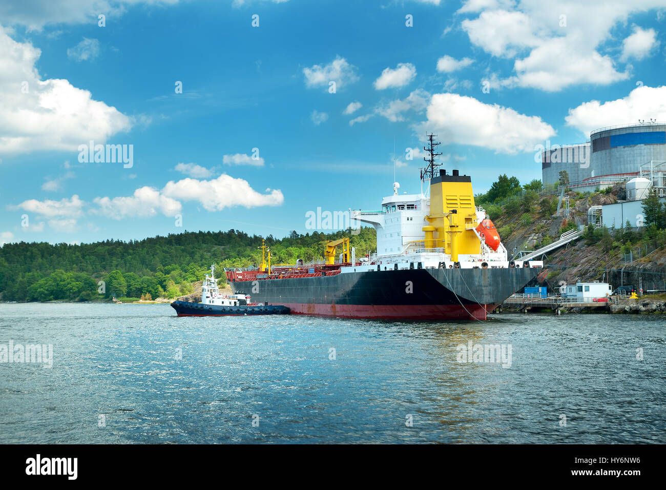 Tanker in the port in Sweden Stock Photo - Alamy