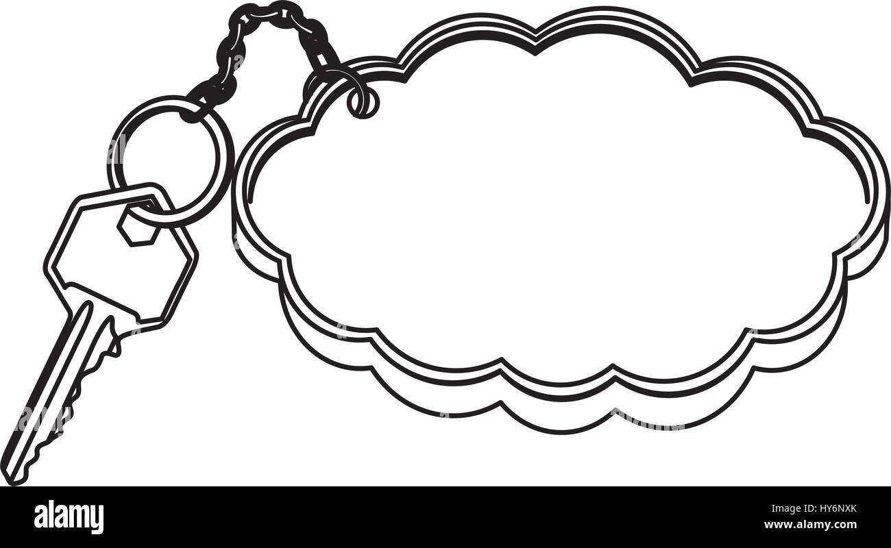 silhouette metal key with keyring in cloud shape Stock Vector Image ...