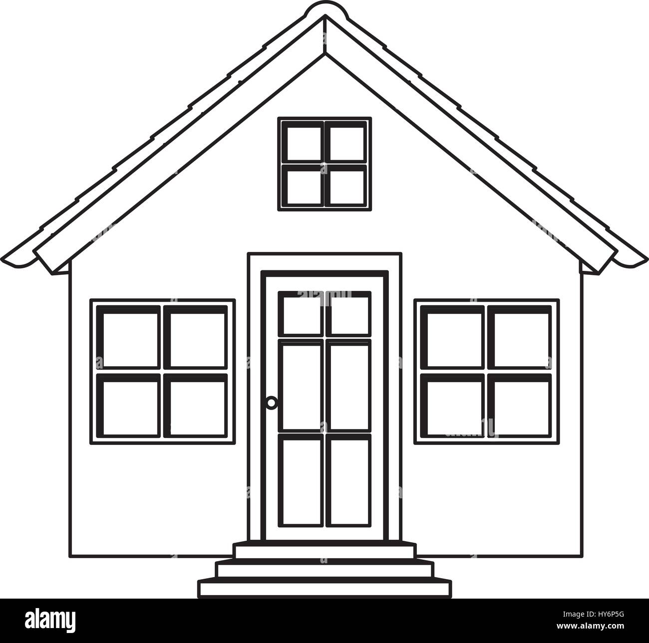 silhouette facade elegant house with stairs Stock Vector Image & Art ...