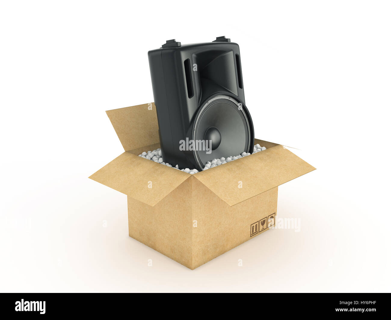 speakers in cardboard box Stock Photo - Alamy