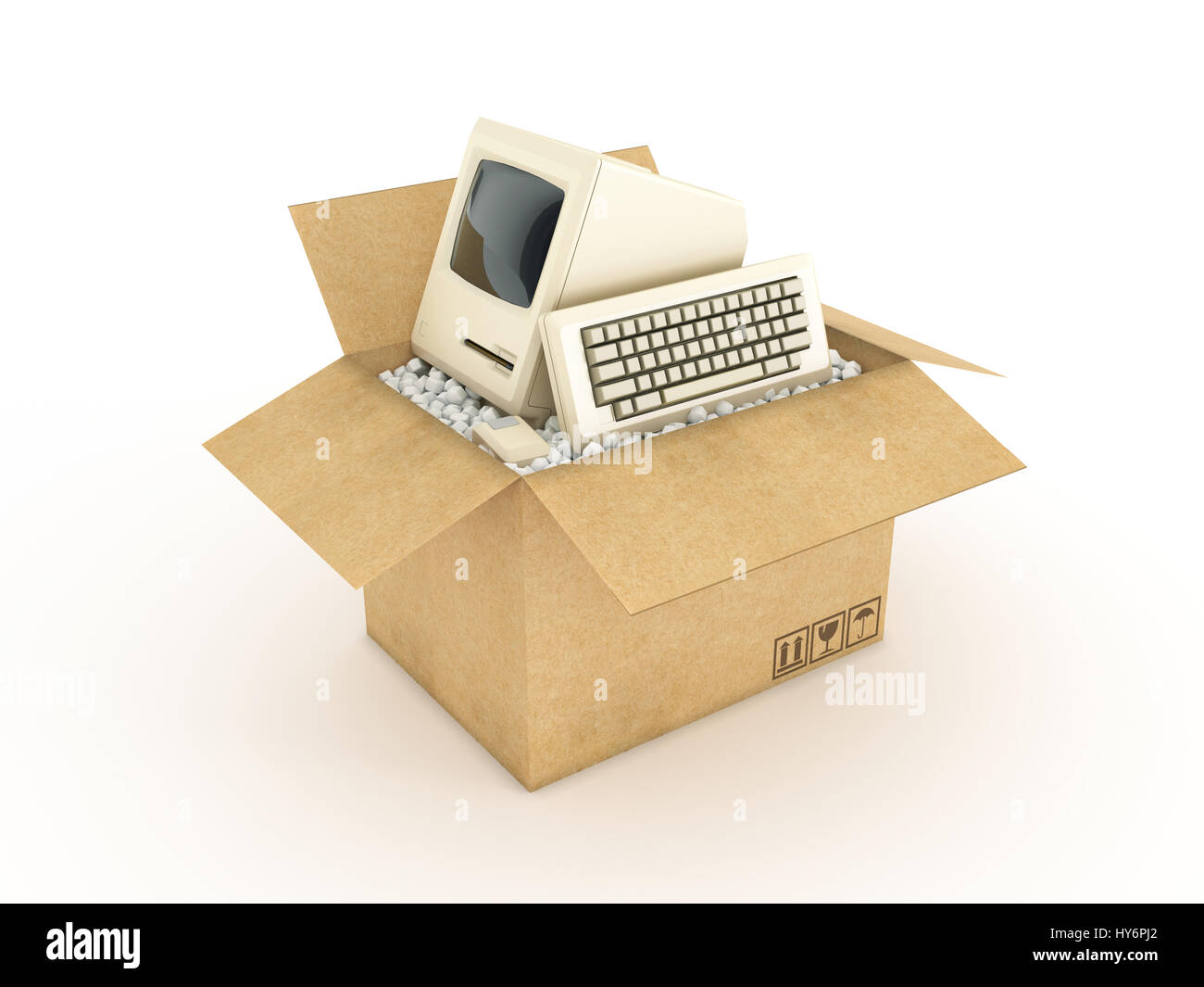 vintage personal computer in cardboard box Stock Photo - Alamy