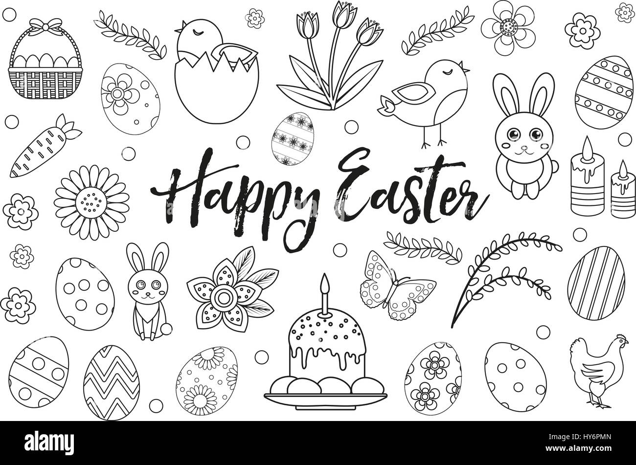Black And White Happy Easter Clip Art