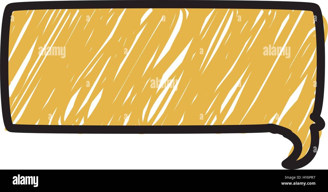 yellow color pencil drawing silhouette of rectangle speech Stock Vector ...