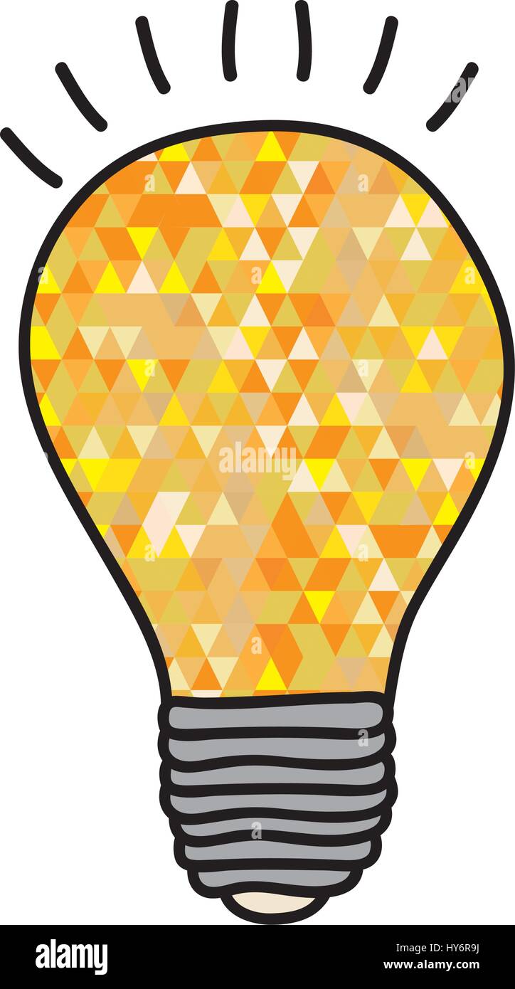hand drawn background with yellow light bulb and abstract glass Stock ...