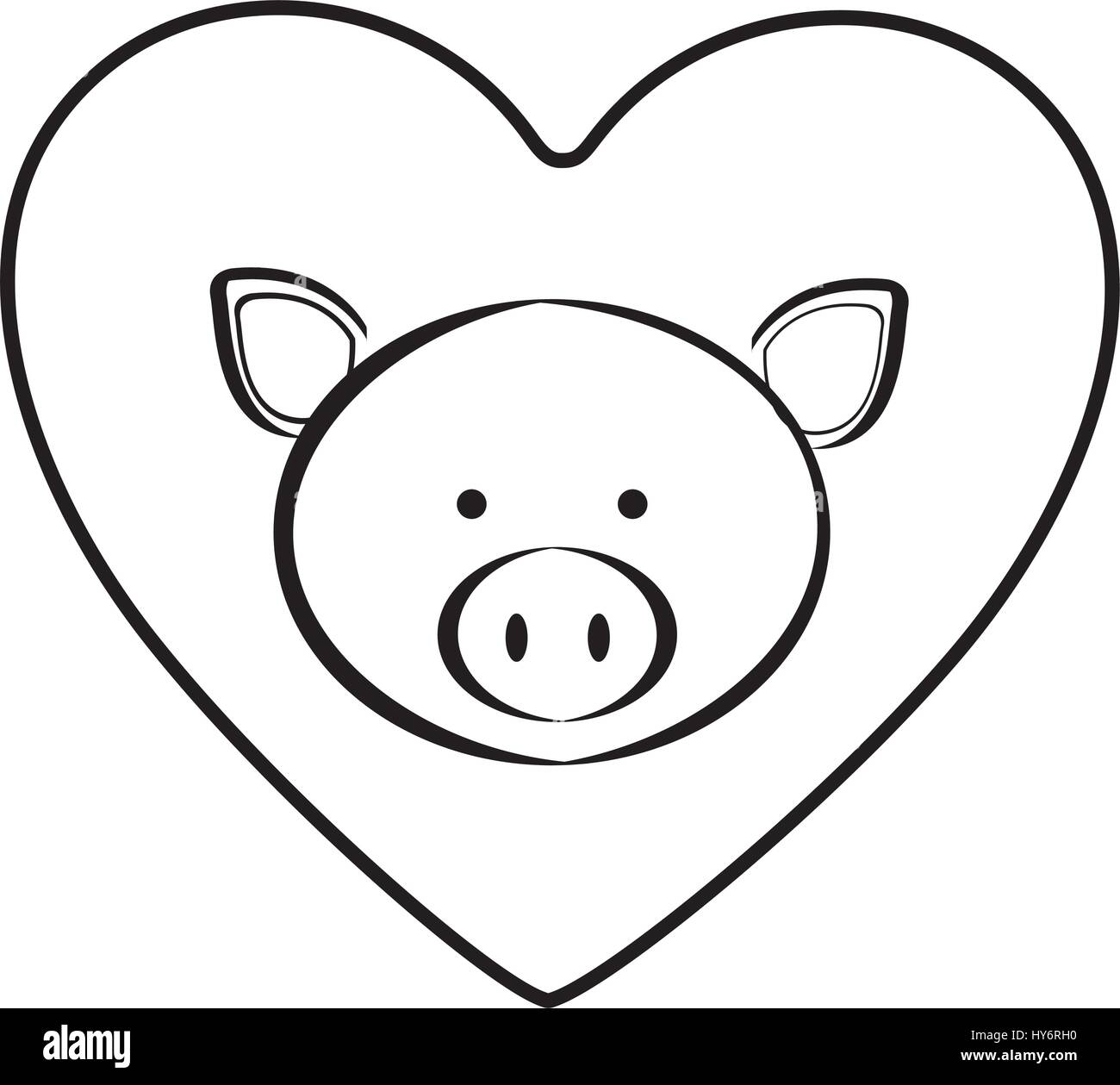 Pig animal zoo line Black and White Stock Photos & Images - Alamy