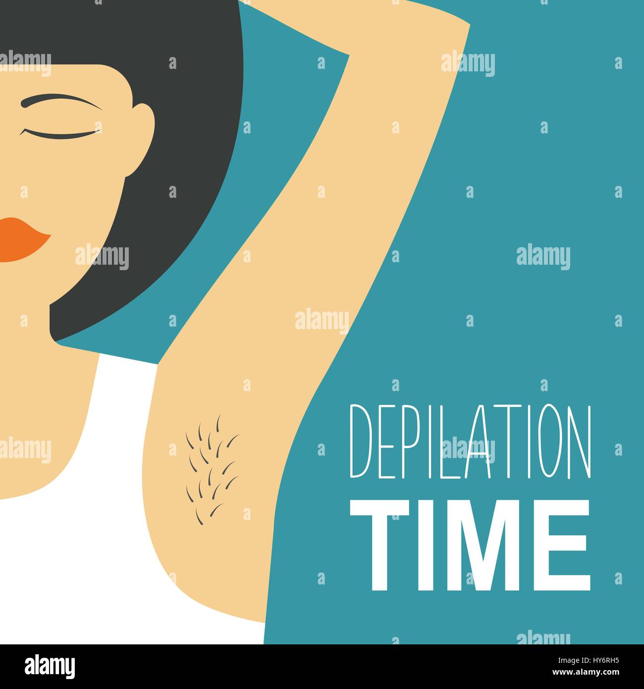 Depilation Vector illustration Girl in a white shirt is holding her ...