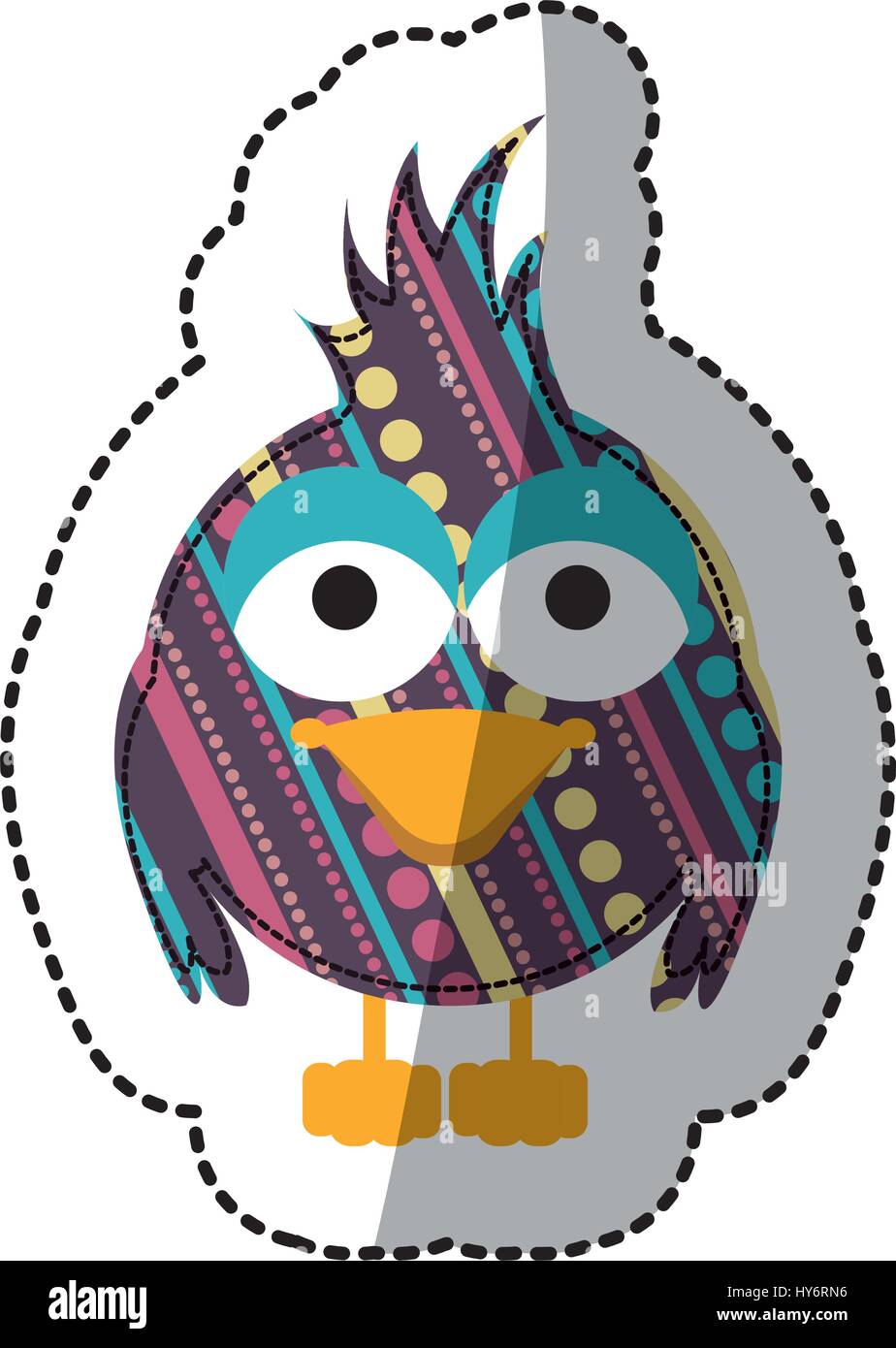 beautiful decorative cartoon bird with big eyes Stock Vector Image ...