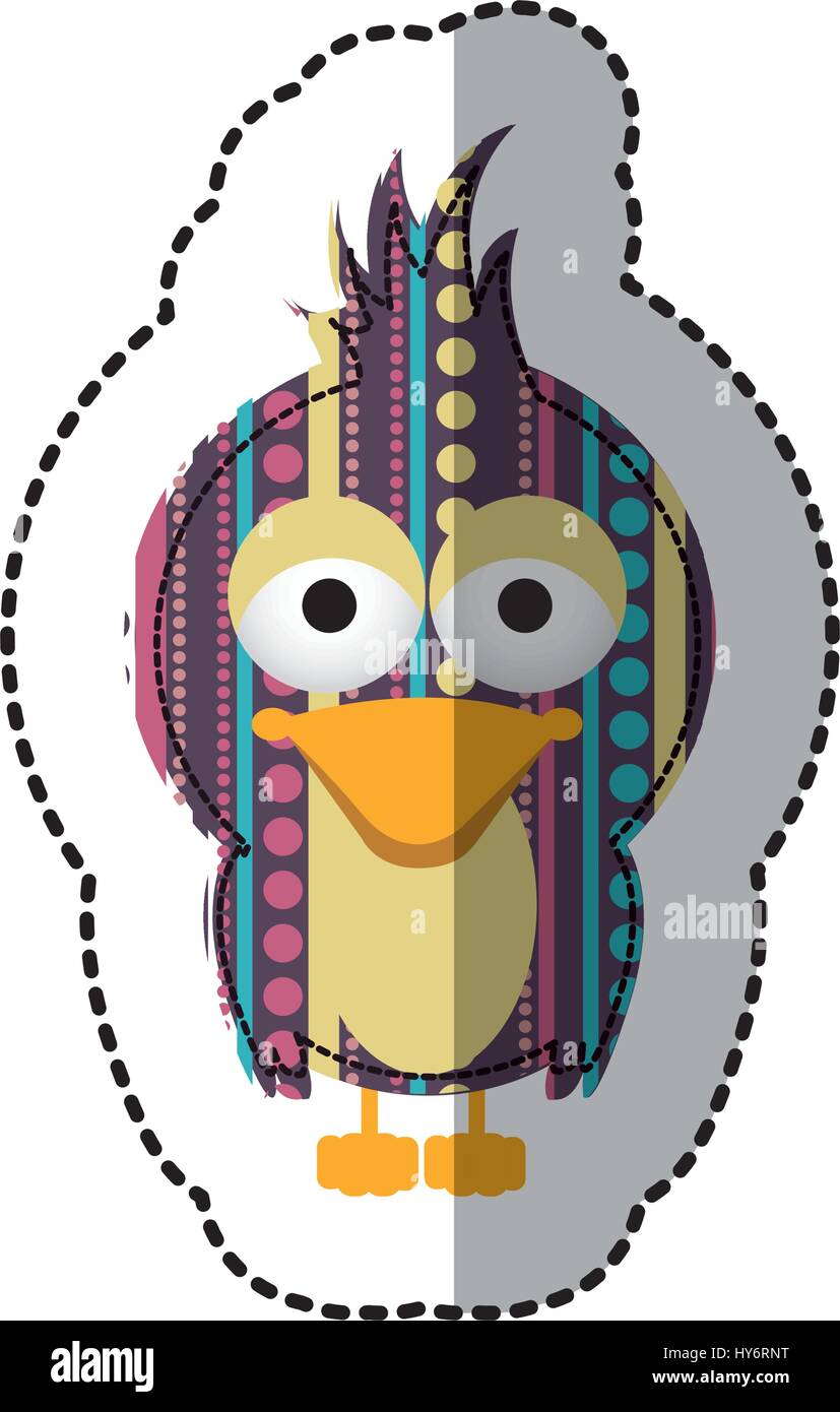 beautiful decorative cartoon bird with big eyes Stock Vector Image ...