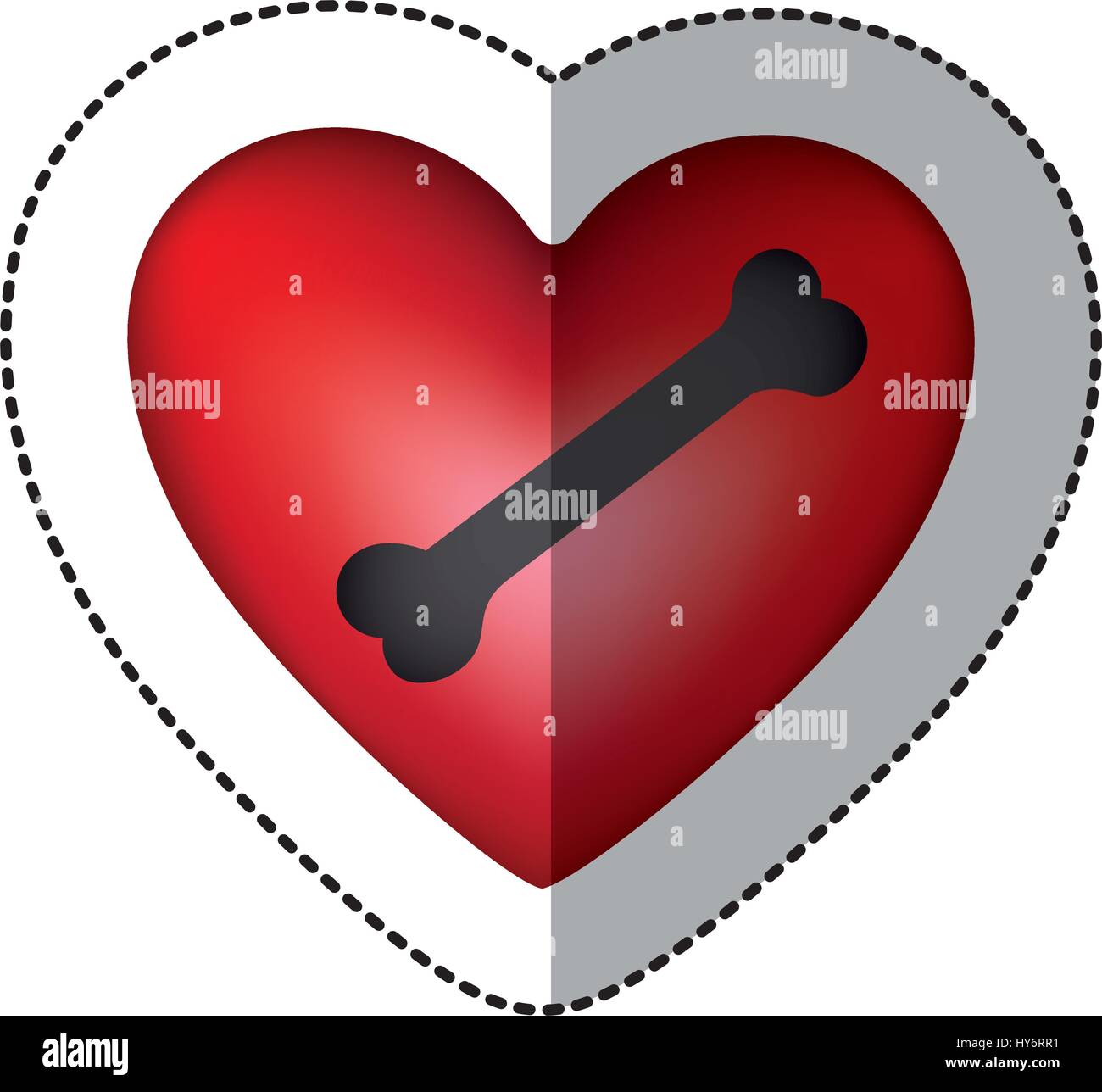 bone dog domestic inside red heart Stock Vector Image & Art - Alamy
