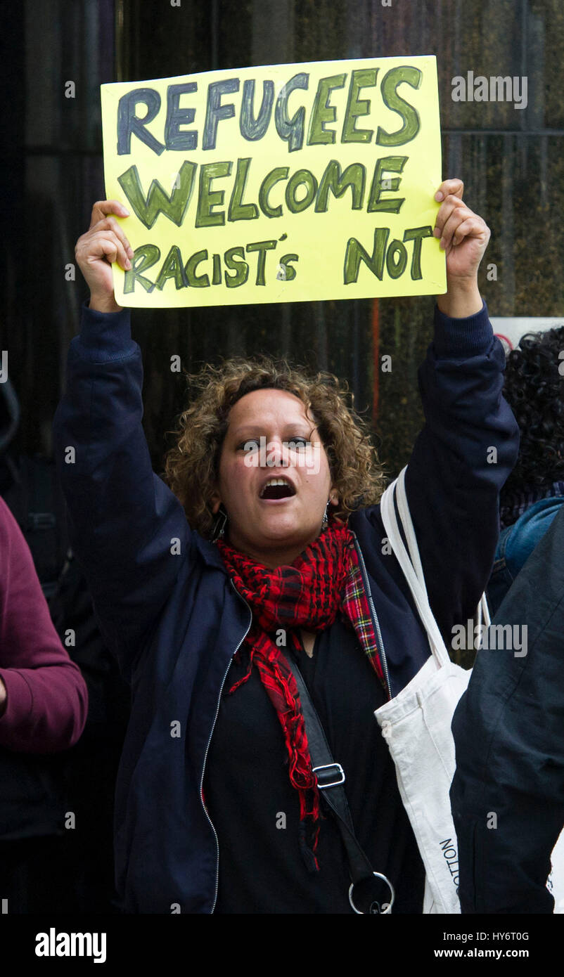 A Unite Against Fascism counter protester during a demonstration by ...