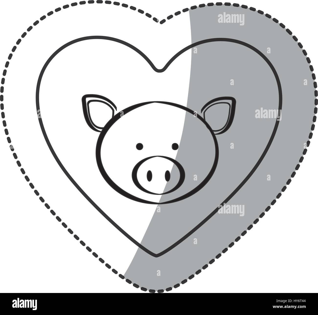 sticker pig animal inside line heart Stock Vector Image & Art - Alamy