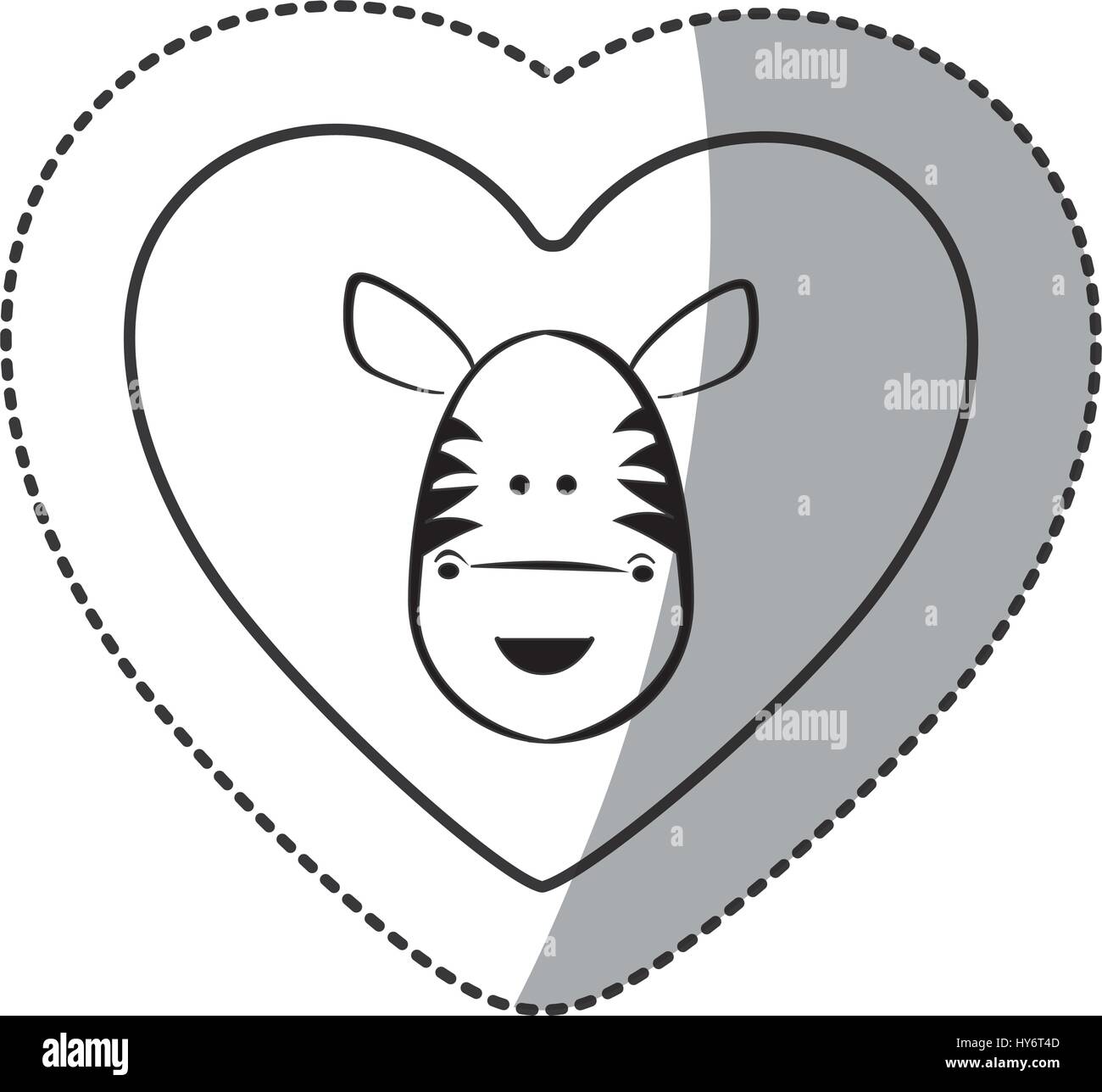 sticker zebra animal inside line heart Stock Vector Image & Art - Alamy