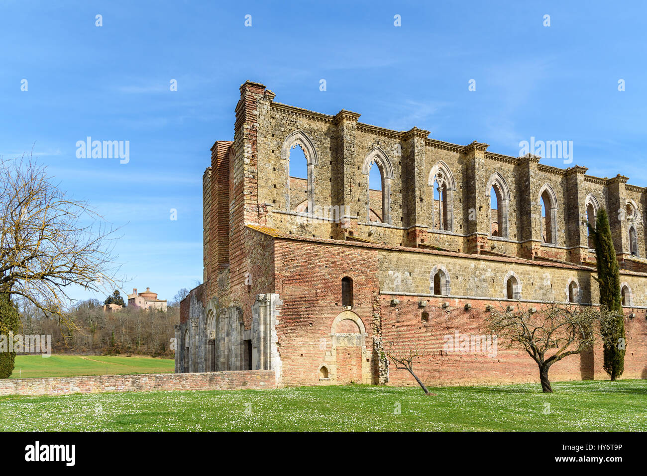 The abbey of San Galgano was a monastery , situated near Siena. The ...