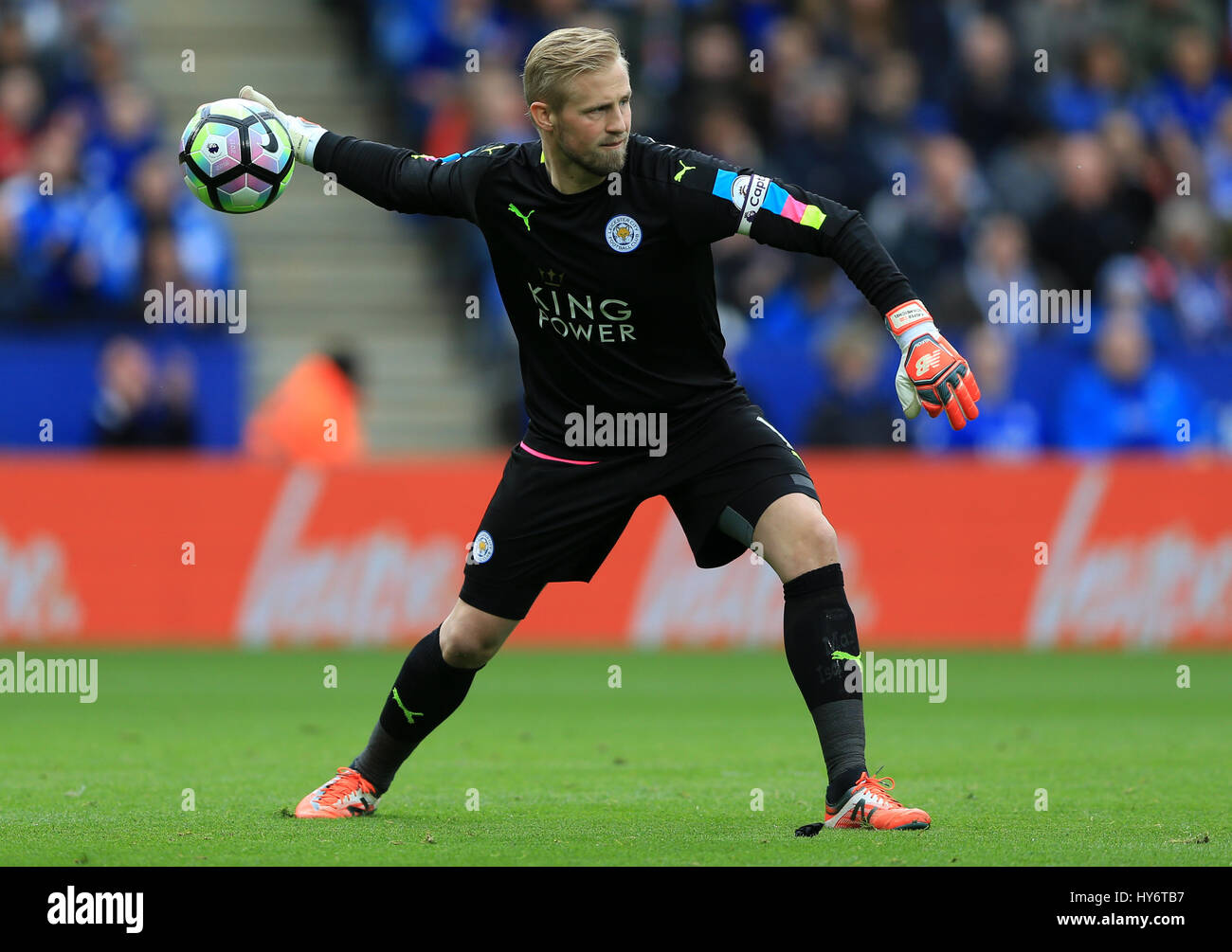 Leicester City goalkeeper Kasper Schmeichelduring the Premier League ...