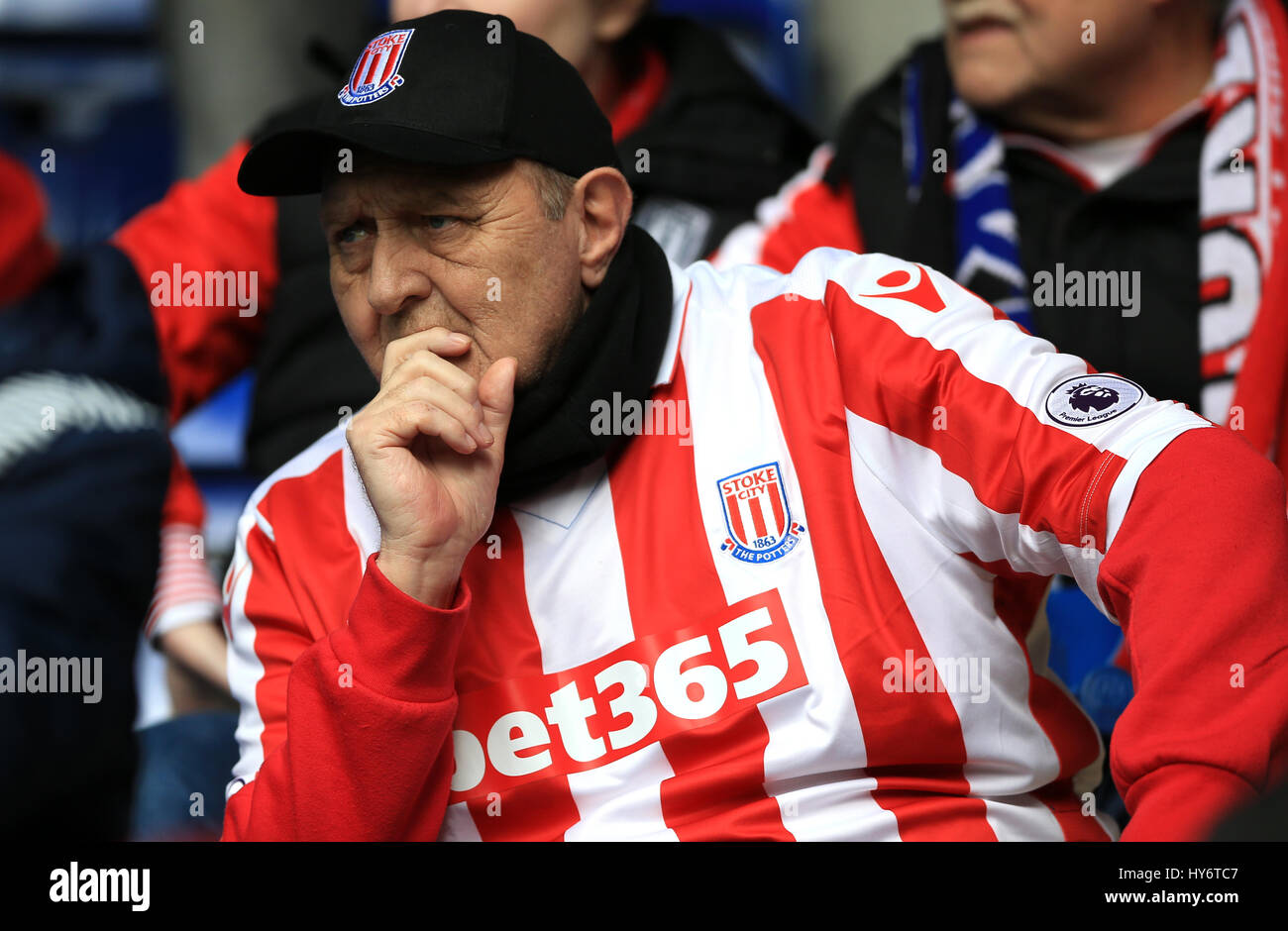 Stoke fans during the Premier League match at the King Power Stadium ...