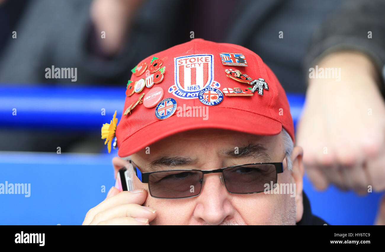 Stoke fans during the Premier League match at the King Power Stadium ...
