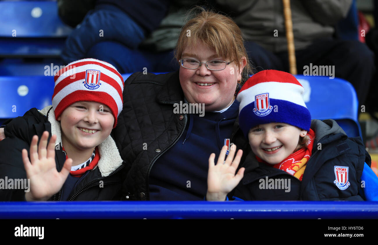 Stoke fans during the Premier League match at the King Power Stadium ...