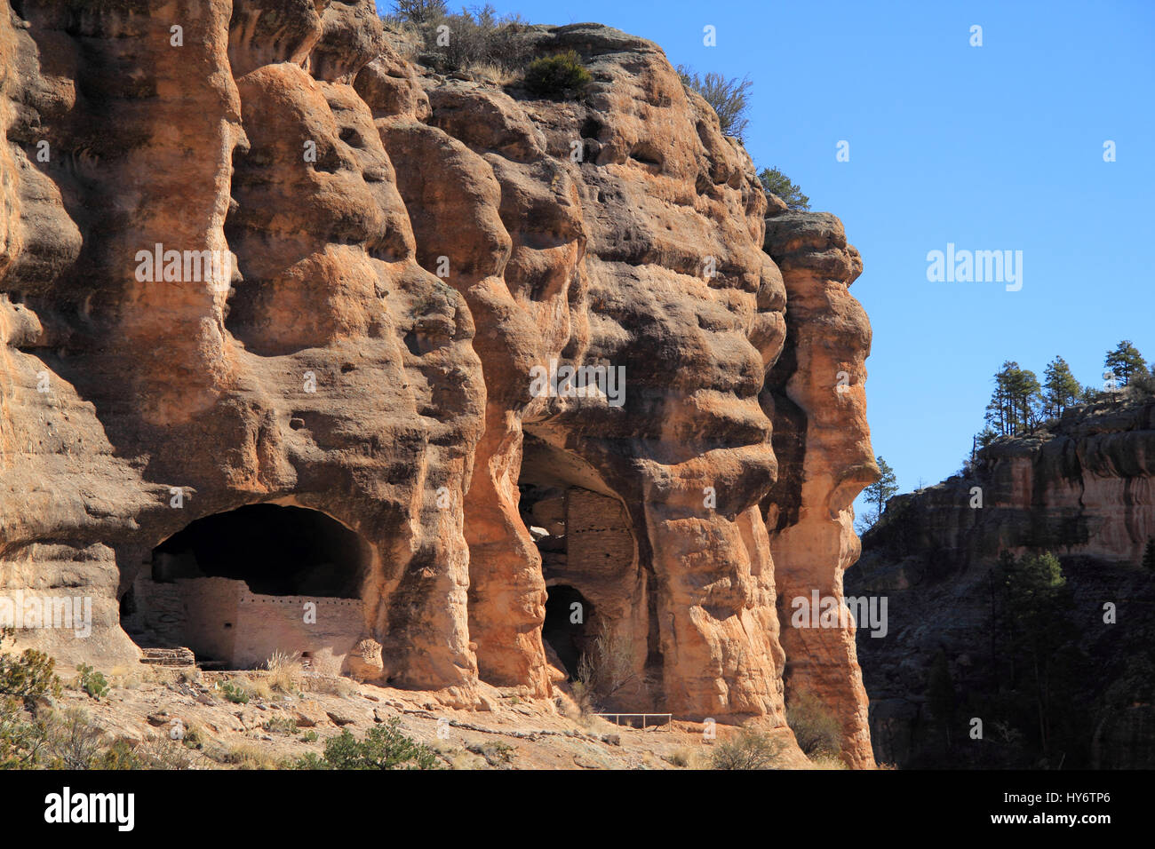 Ancient Mogollon Ruins at Gila Cliff Dwellings National Monument in the ...