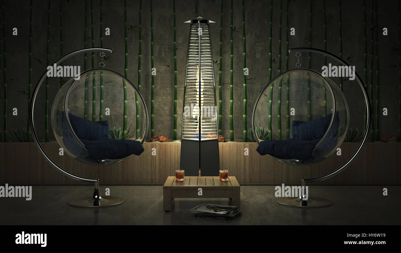 Modern space for relax in beauty garden Stock Photo - Alamy