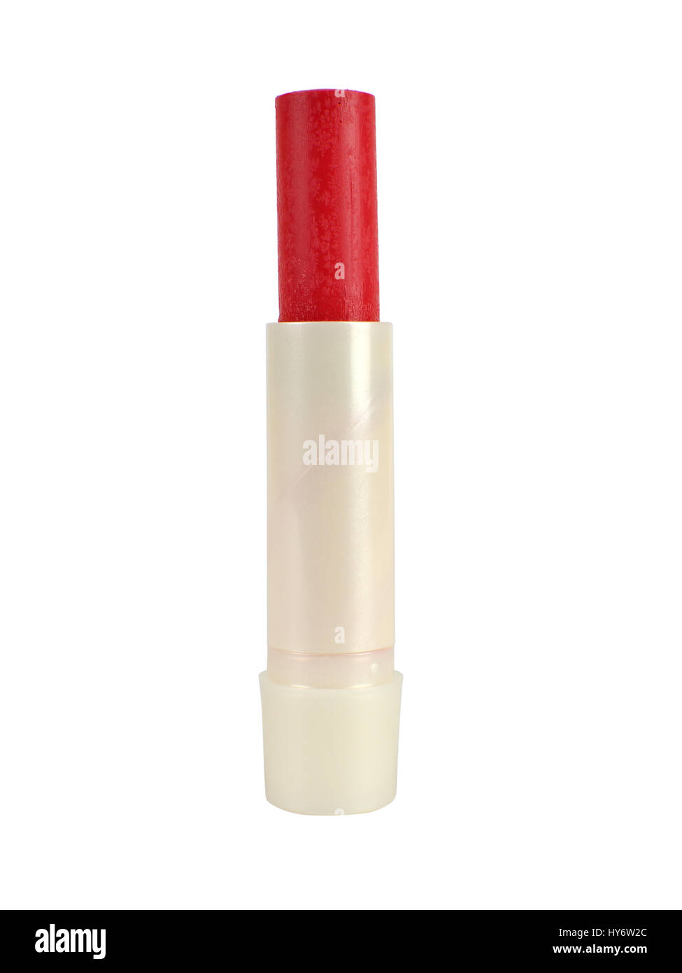 Open stick of a red lip balm isolated on white background Stock Photo ...