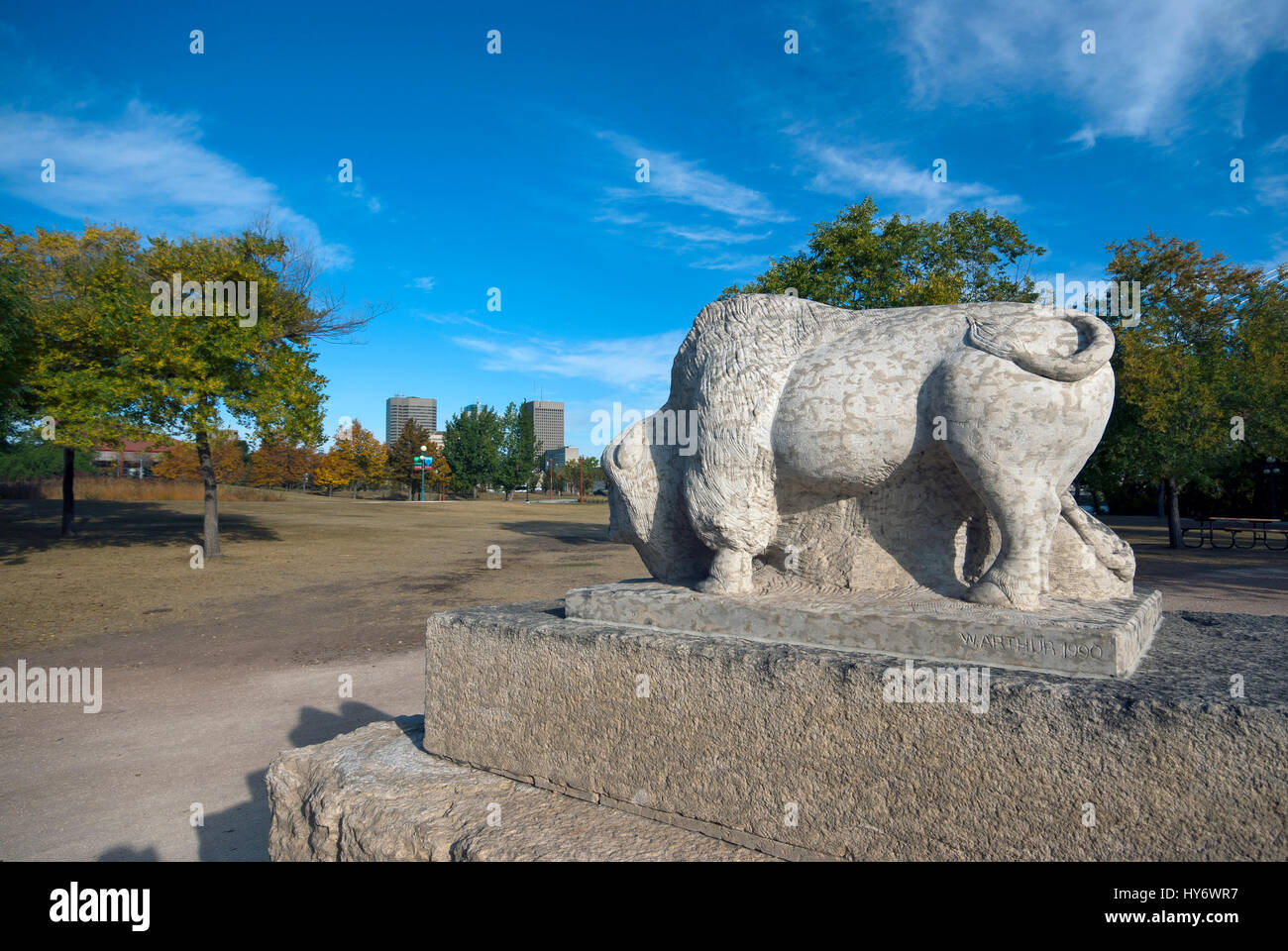 Sculpture of american bison (Bison bison) at The Forks, Winnipeg ...